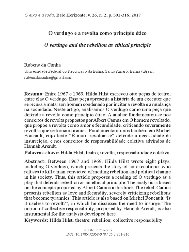 O Verdugo e A Revolta Como Principio Etico | PDF