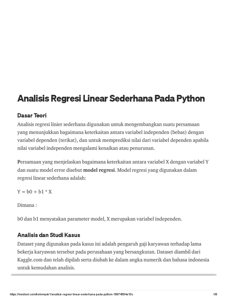 Analisis Regresi Linear Sederhana Pada Python | PDF