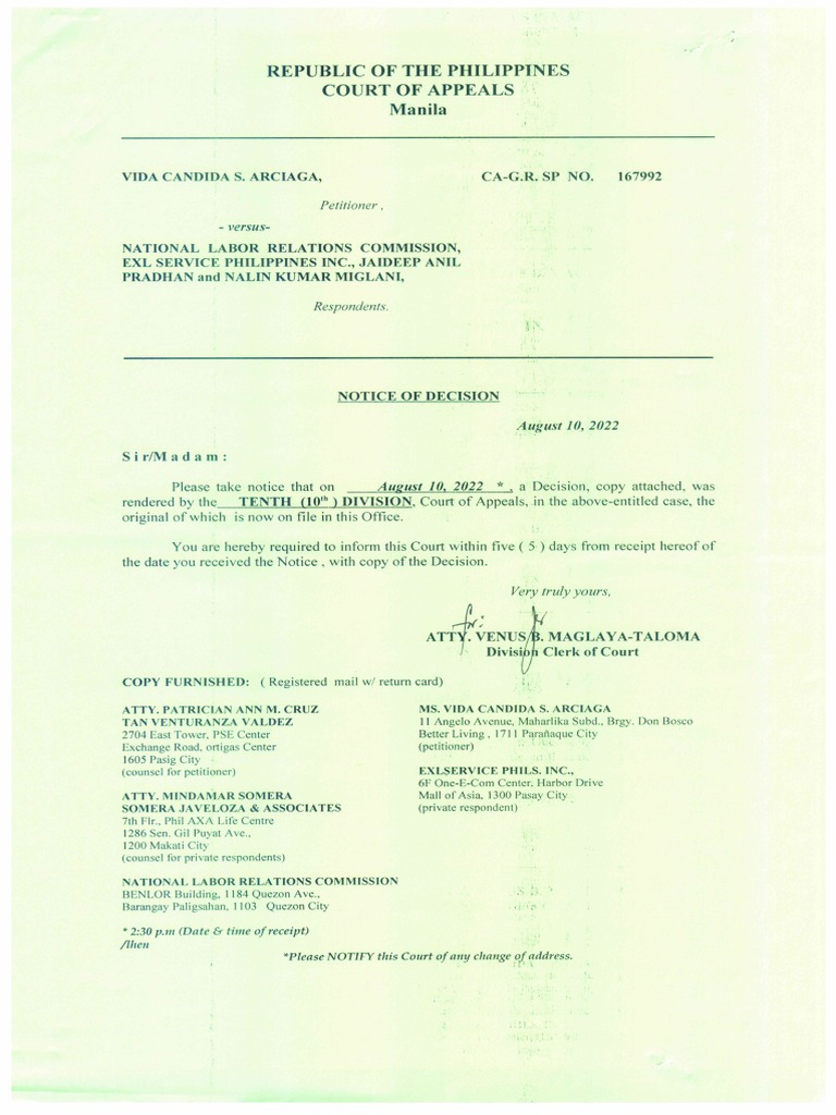 Notice of Decision | PDF