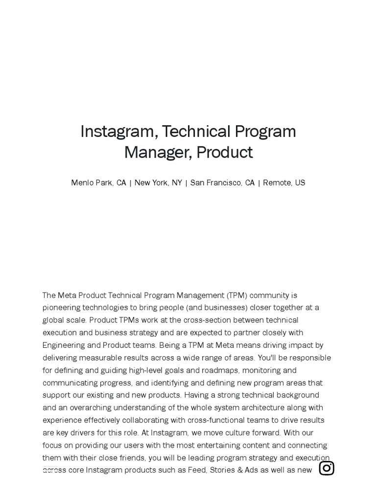 Meta Product TPM Role Overview | PDF | Privacy | Gender