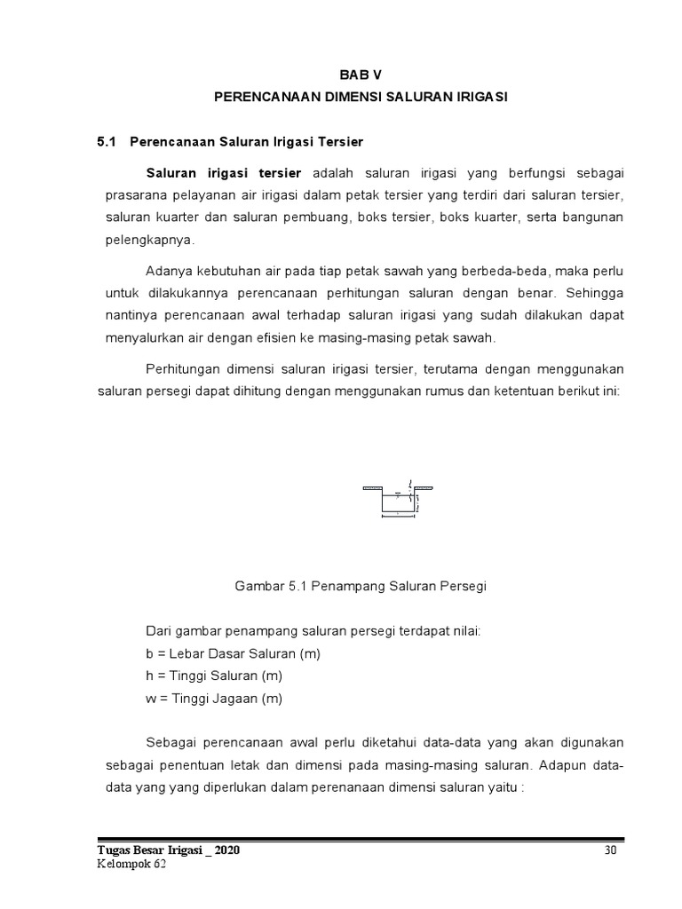 Bab V Perencanaan Dimensi Saluran Irigasi.... | PDF