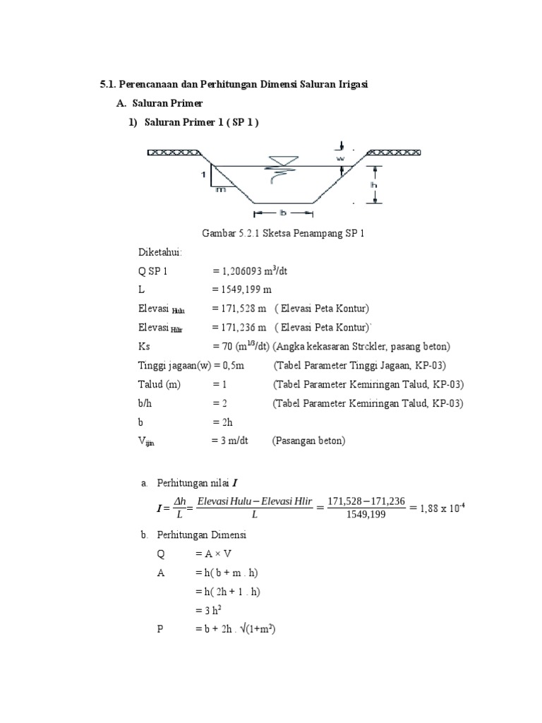 BAB V Perencanaan Dan Perhitungan Dimensi Saluran Irigasi | PDF