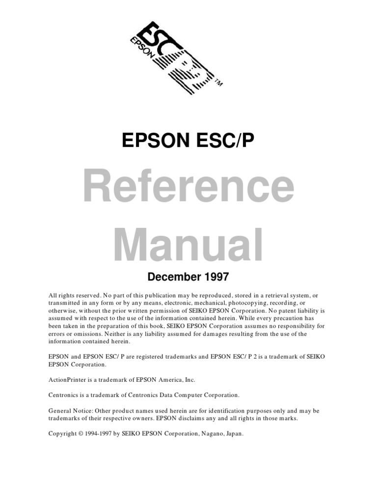 Epson ESC Referance Manual | PDF | Ascii | Printer (Computing)