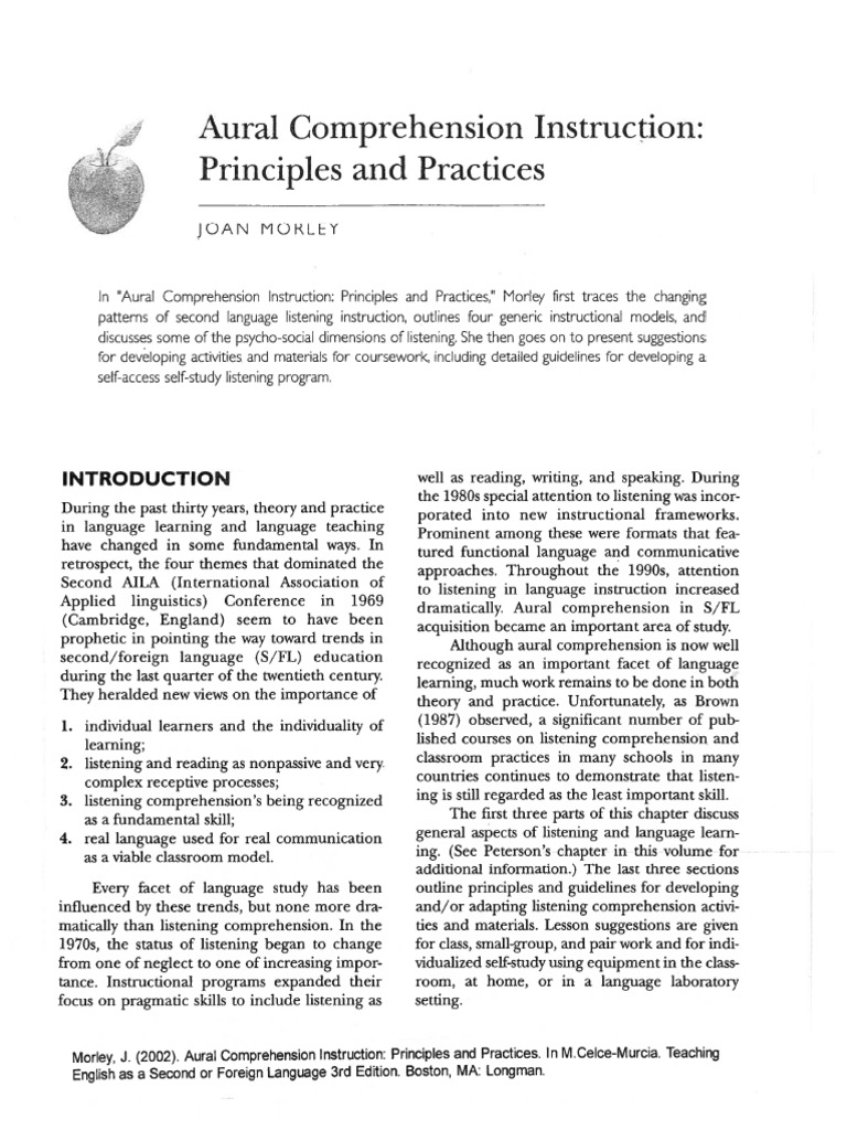 Aural Comprehension Instruction - Principles and Practices | PDF