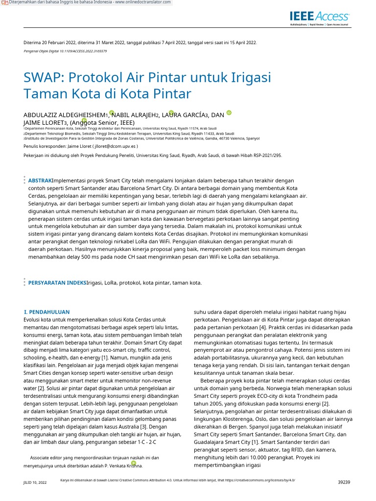 SWAP Smart WAter Protocol For The Irrigation of Urban Gardens in Smart ...