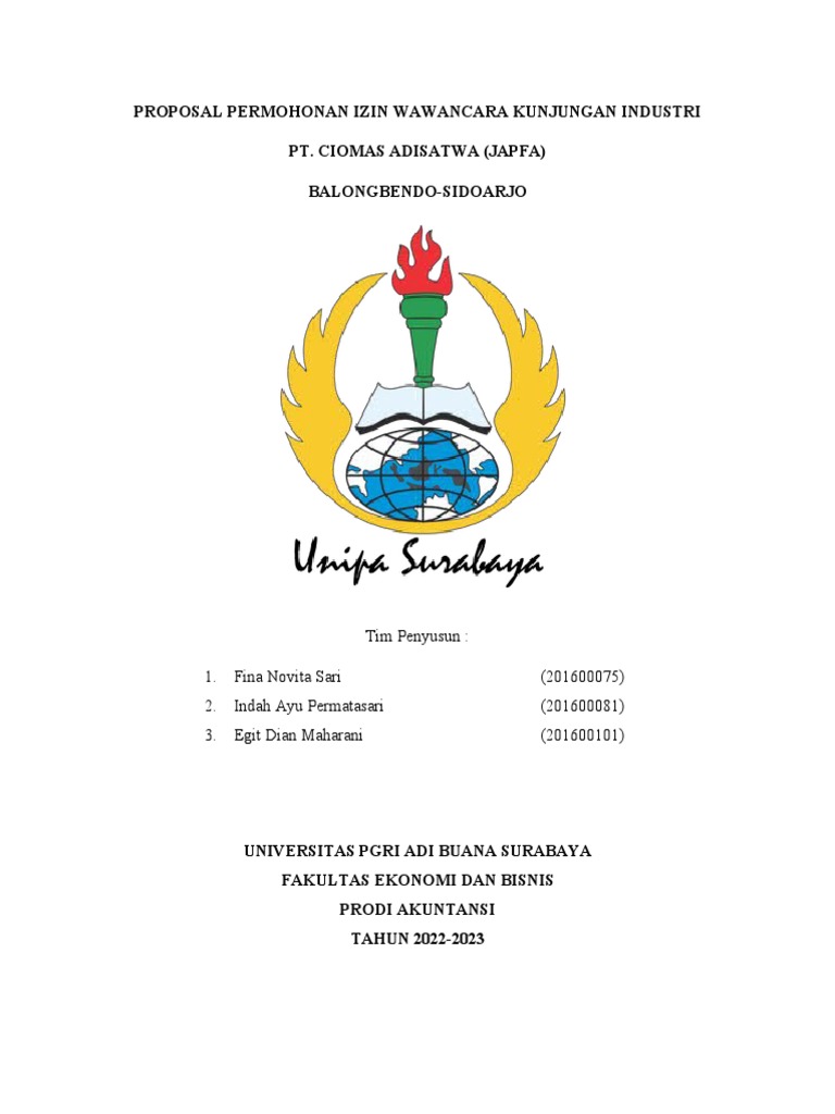 Proposal Kunjungan Industri Pt. Ciomas | PDF | Pengelolaan Keuangan & Uang