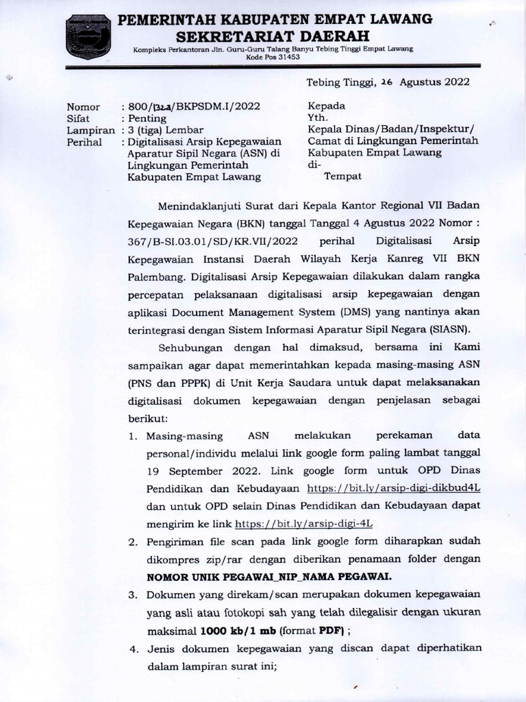 Digitalisasi Arsip Kepegawaian | PDF