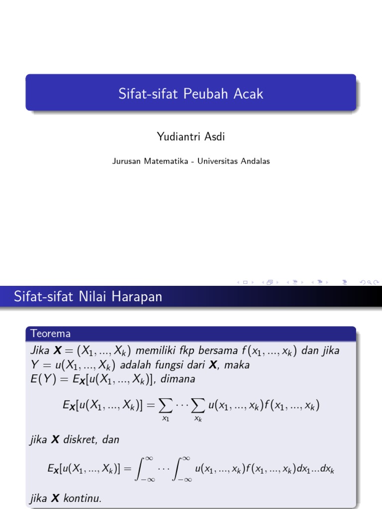 Sifat Peubah Acak dan Nilai Harapan | PDF