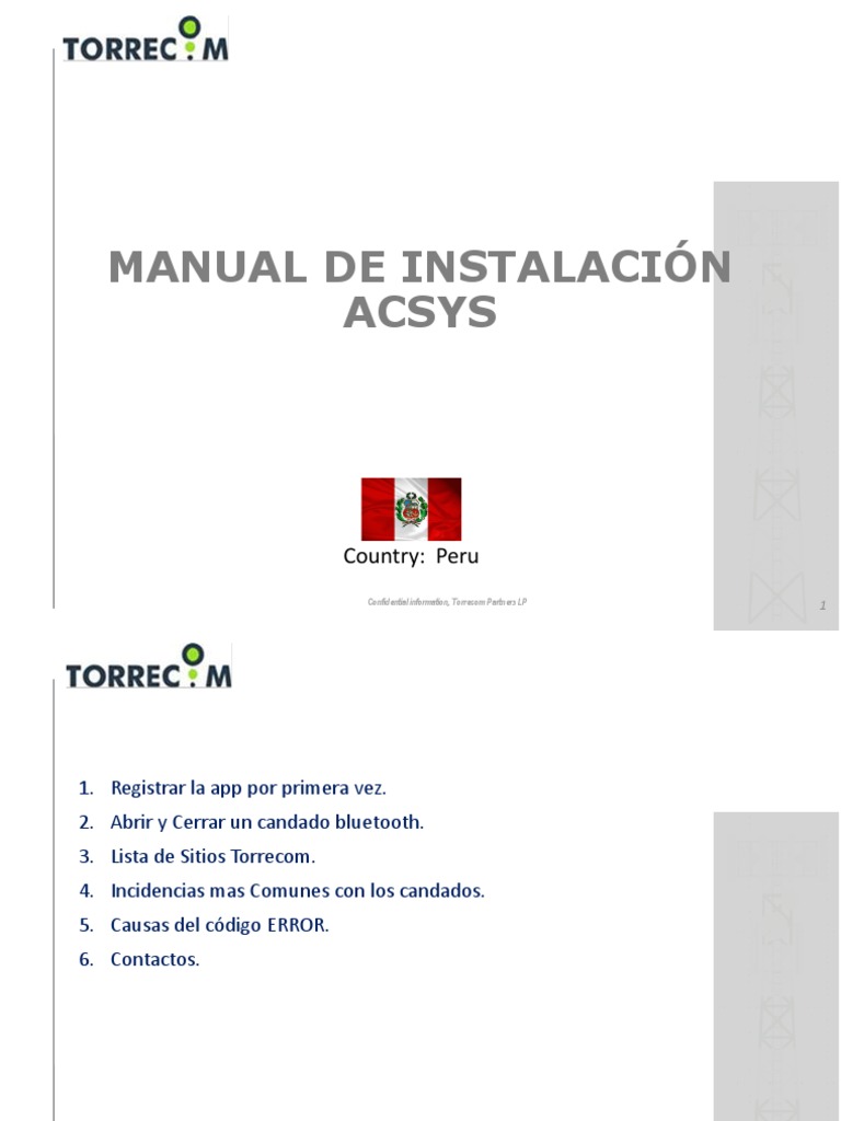 Manual de Usuario Candados Acsys Torrecom - Perú | PDF | Aplicación ...