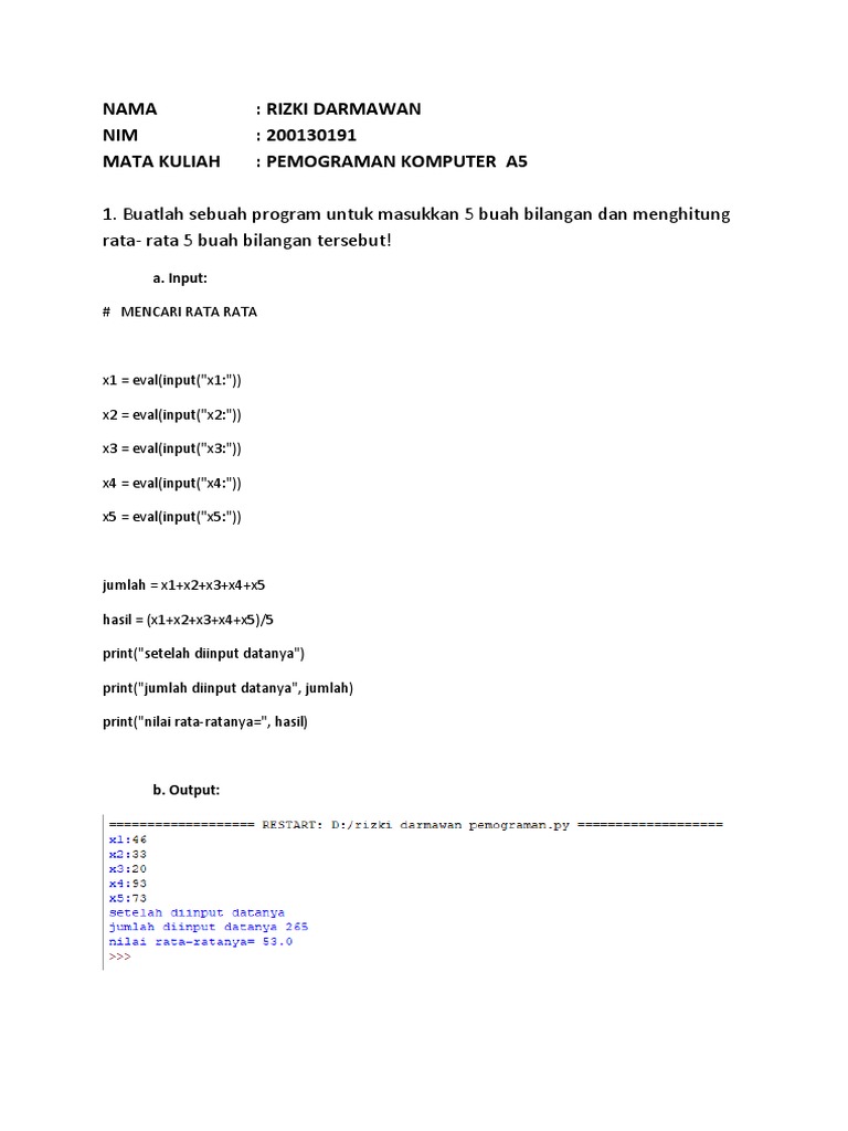 Rizki Darmawan 200130191 Tugas Pemograman A5 | PDF