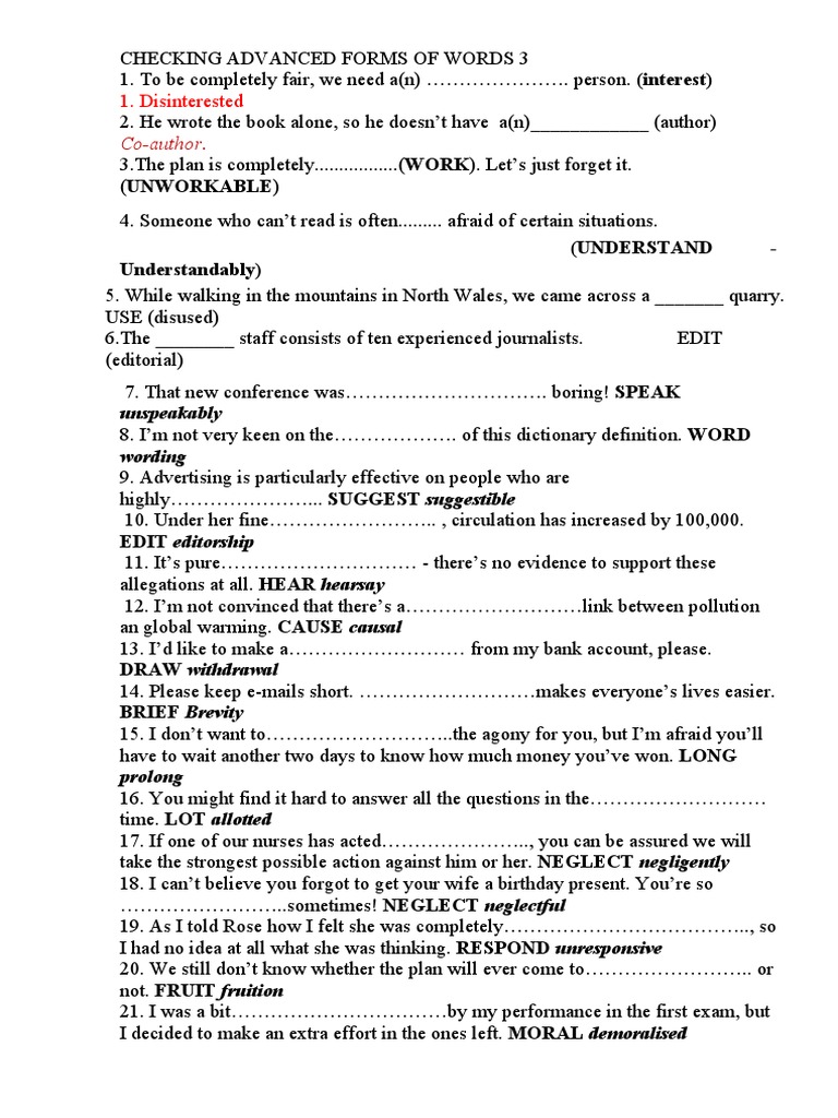 Checking Advanced Forms of Words | PDF