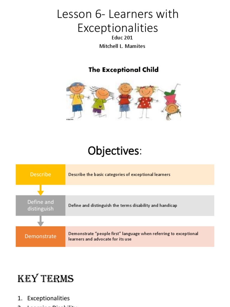 Lesson 6 - Learners With Exceptionalities | PDF | Autism Spectrum | Intellectual Disability