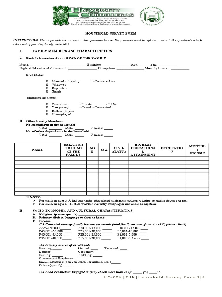 Household Survey Form 2 | PDF | Health Care | Pregnancy