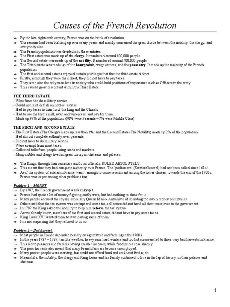 Causes of The French Revolution | PDF | Europe | Government