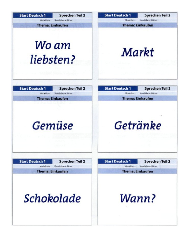 Kärtchen - Sprechen A1 - Teil 2 | PDF