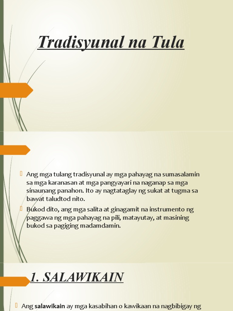 Tradisyunal Na Tula | PDF