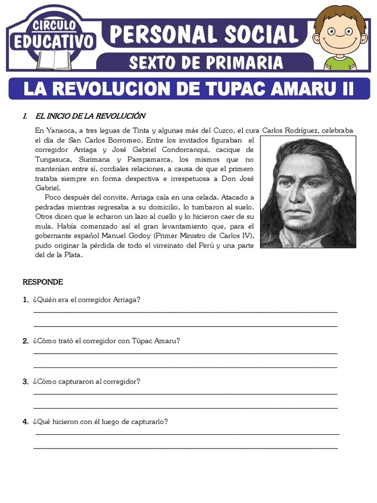 La Revolucion de Tupac Amaru II para Sexto de Primaria | PDF | Antiguas colonias españolas ...