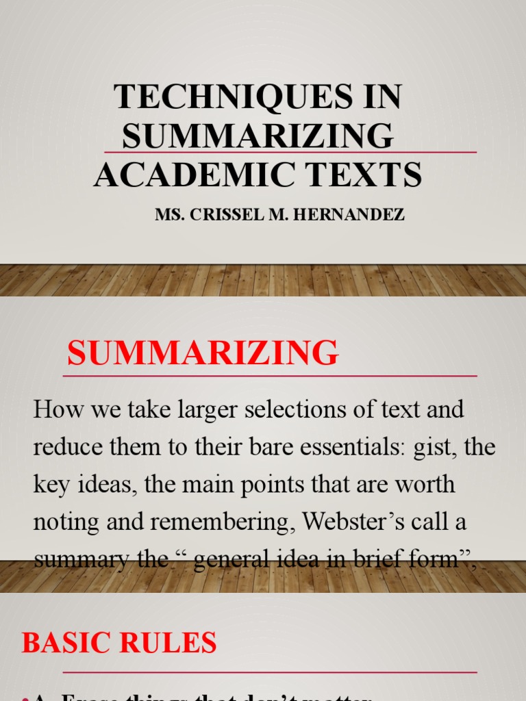 Academic Text Summarization Techniques | PDF