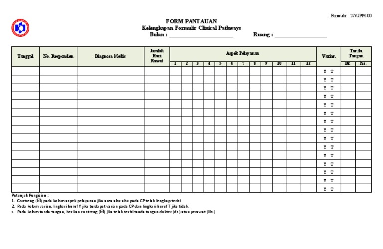 Pemantauan Formulir Clinical Pathways | PDF