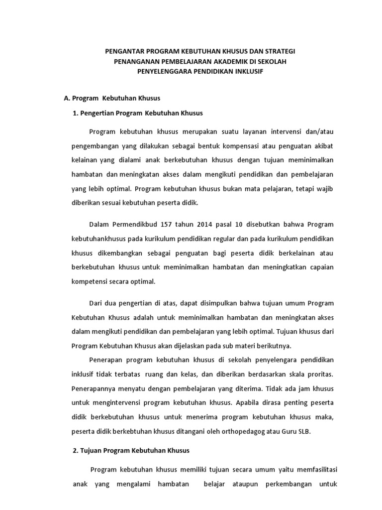 Pengenalan Program Berkebutuhan Khusus | PDF