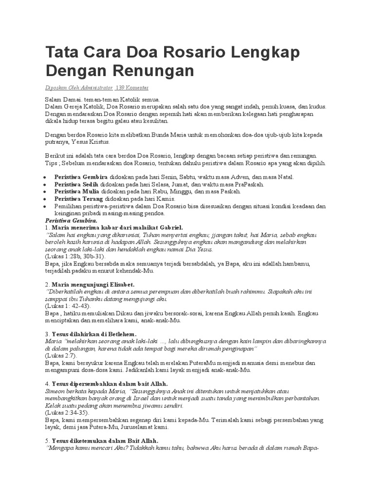 Panduan Lengkap Doa Rosario Katolik | PDF