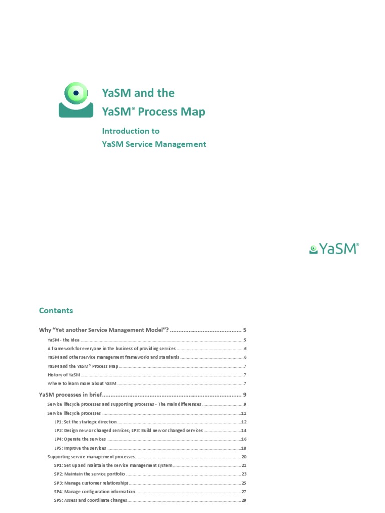 YaSM and The YaSM Process Map. Introduction To YaSM Service Management ...