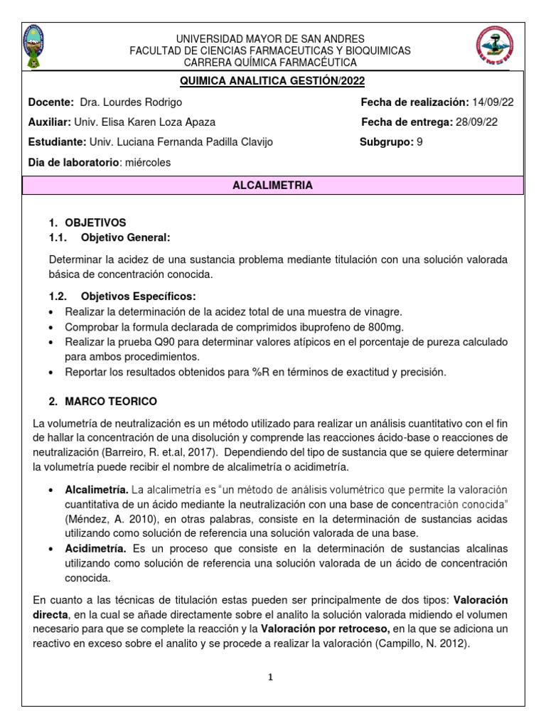 Practica Alcalimetria | PDF | Valoración | Química