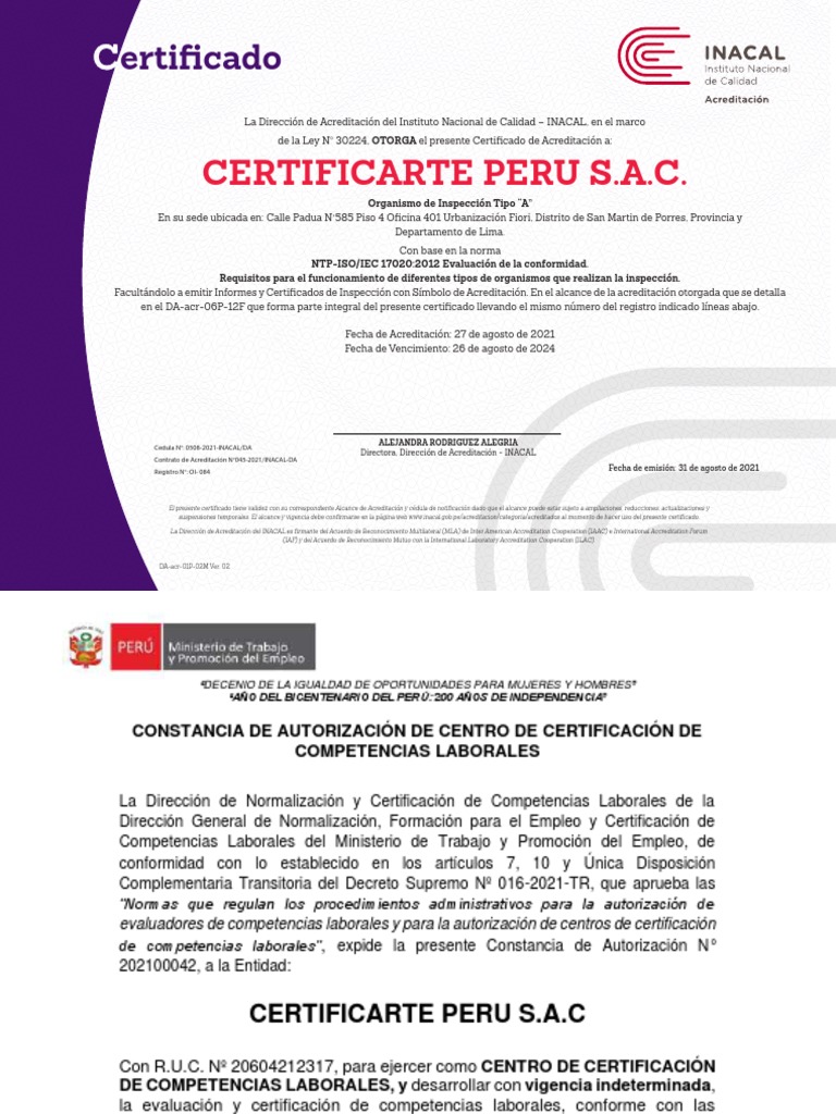 Acreditaciones - Certificarte Perú | PDF | Business | Economias