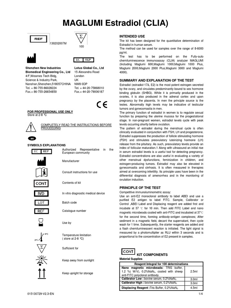 Snibe Maglumi Estradiol Clia | PDF | Luteinizing Hormone | Estradiol