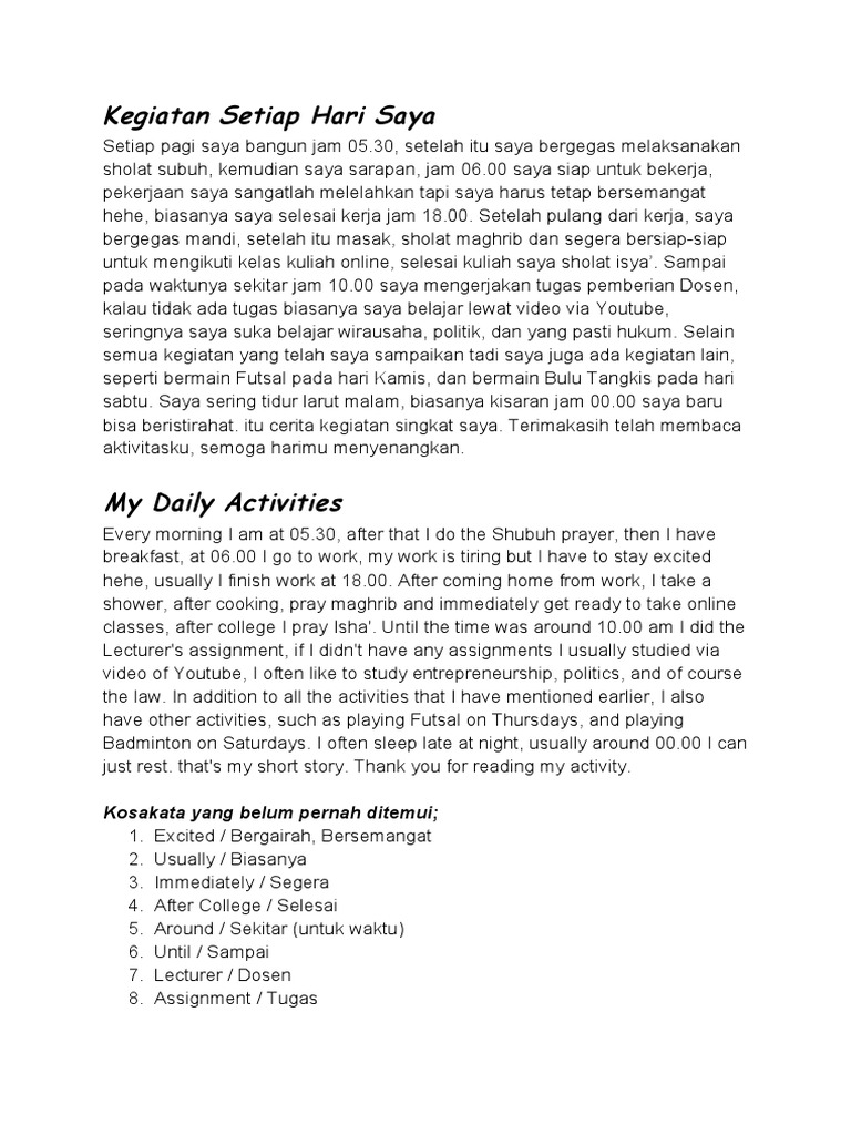 My Daily Activity | PDF