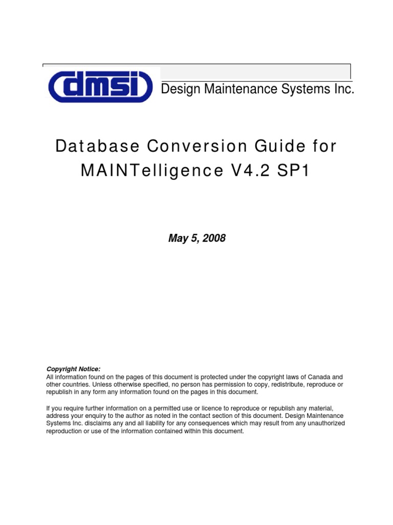 MAINTelligence DB Conversion | PDF | Databases | Computer File