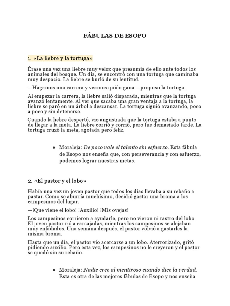 Fábulas de Esopo | PDF