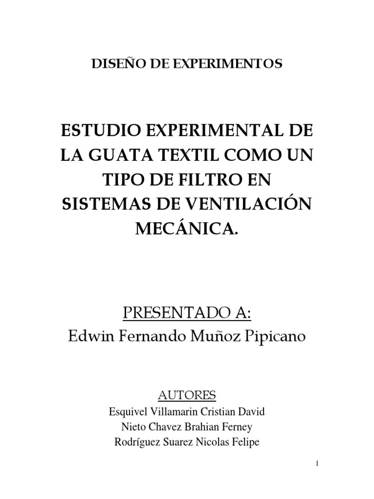 Trabajo Final - Proyecto de Diseño de Experimentos | PDF