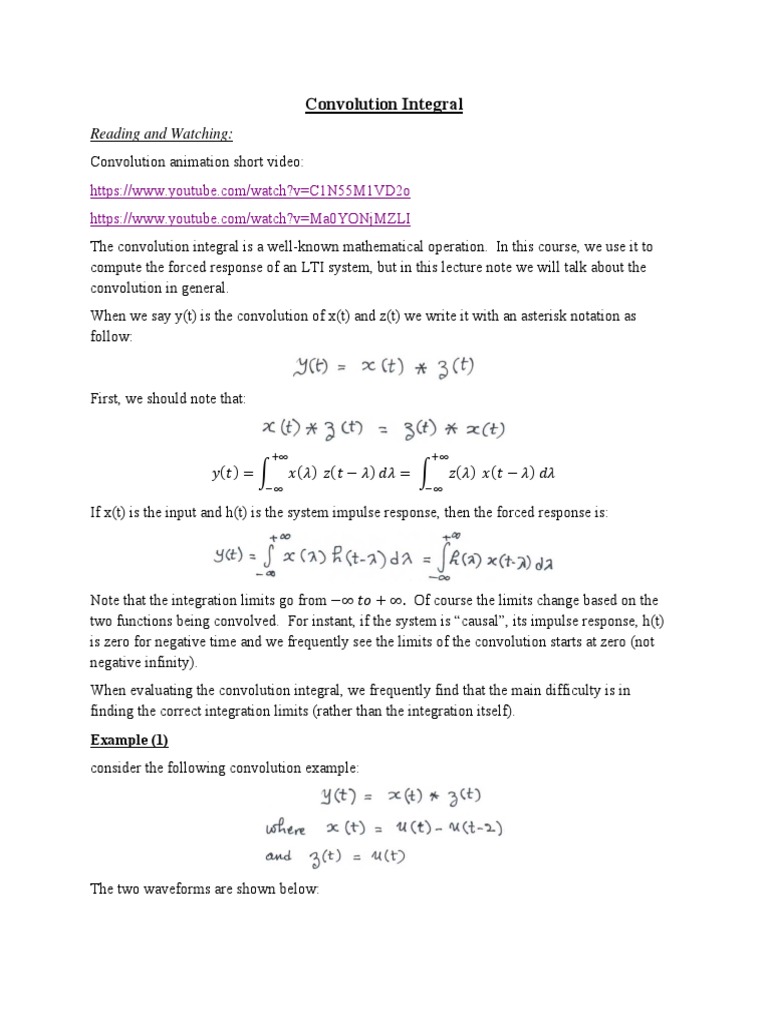 Convolution Notes | PDF | Convolution | Integral
