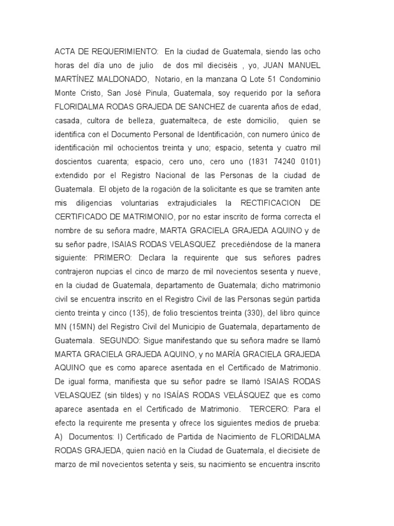 Acta de Requerimiento | PDF Acta de Requerimiento | PDF