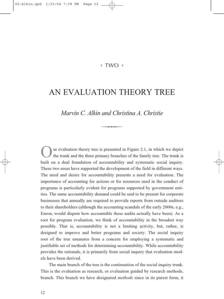 An Evaluation Theory Tree | PDF | Experiment | Evaluation