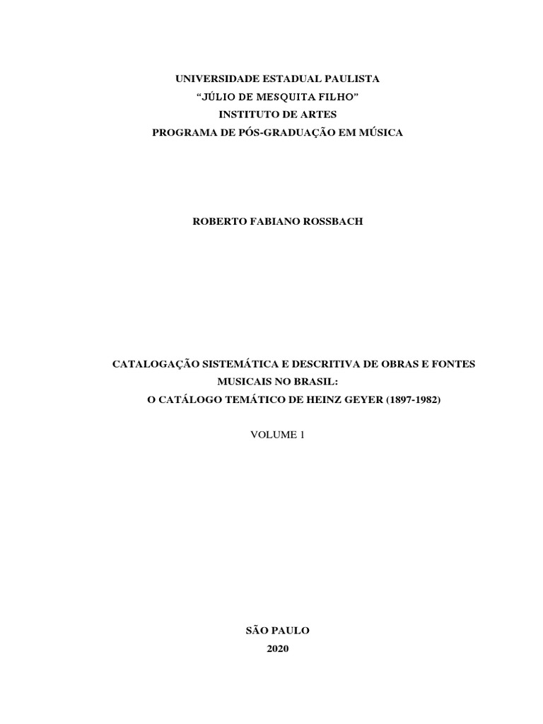 Catalogação de Obras Musicais de Geyer | PDF | Ciências Sociais ...
