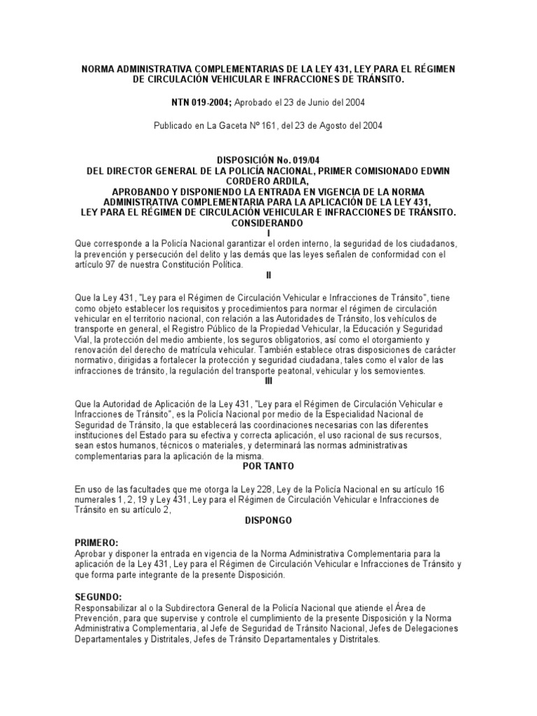 Norma Administrativa Complementarias de La Ley 431 | PDF | Licencia de ...