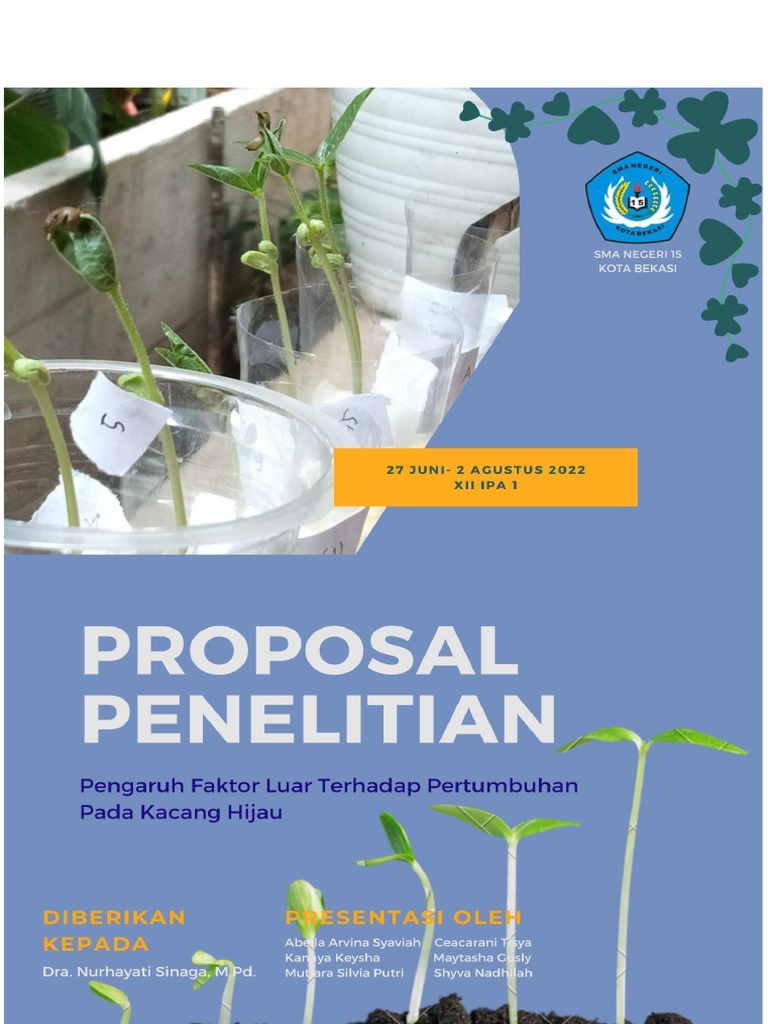 Proposal Penelitian Pertumbuhan Tumbuhan Kacang Hijau | PDF