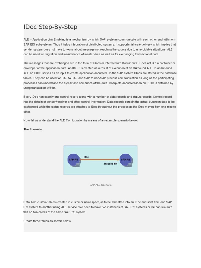 Idoc Step-By-Step: The Scenario | PDF | Subroutine | Database Transaction