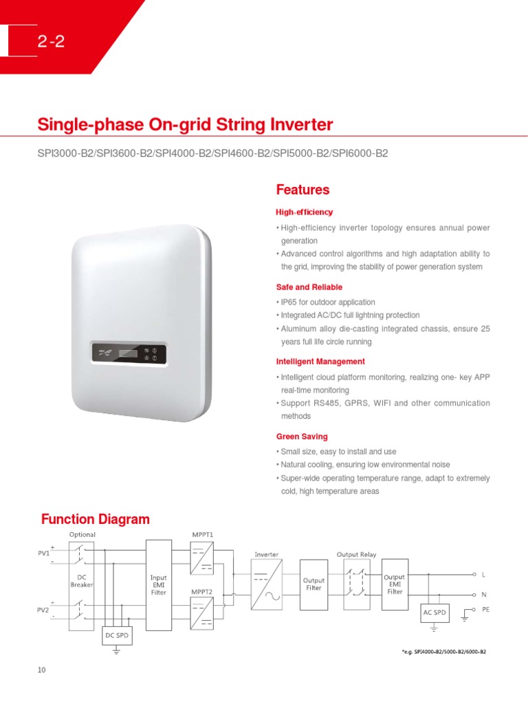Single-Phase On-Grid String Inverter: Features | PDF | Power Inverter ...