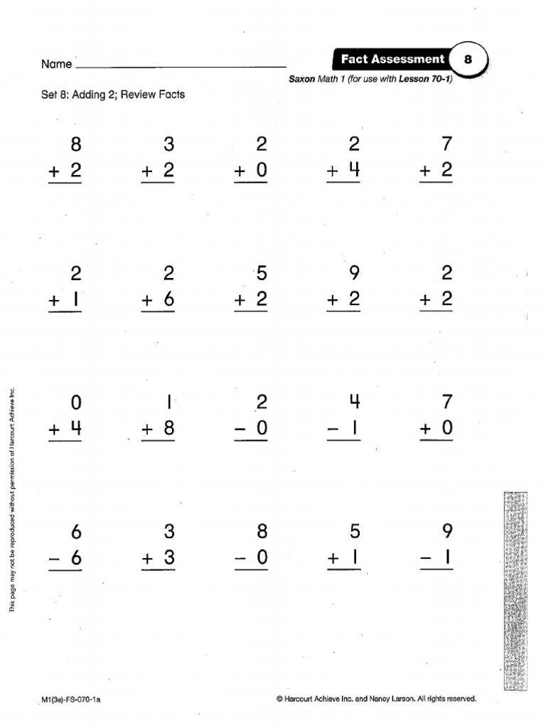 Saxon Fact Sheet Book 1 70-135 | PDF