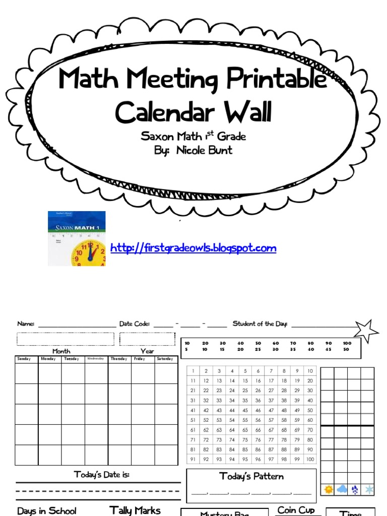 Saxon Math Meeting Calendar Pages 1 ST Grade | PDF