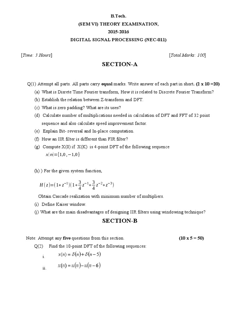 DSP Nec-011 - 1 | PDF | Discrete Fourier Transform | Digital Signal Processing