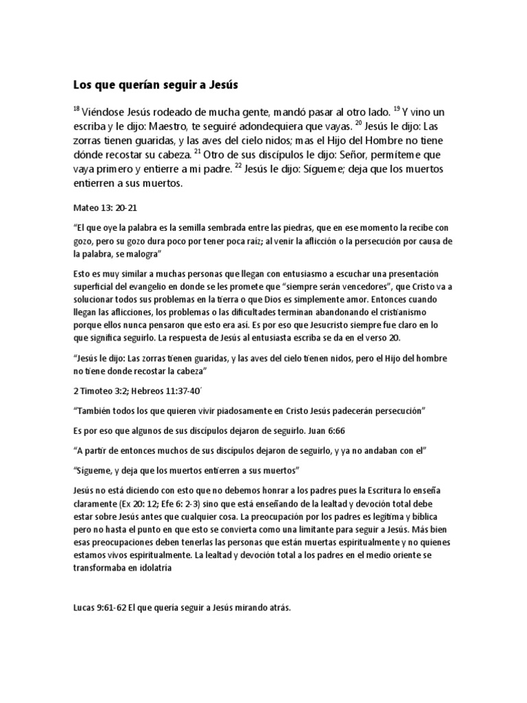 Los Que Querían Seguir A Jesús | PDF