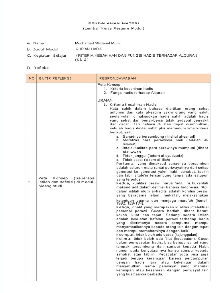 Kriteria Kesahihan Dan Fungsi Hadis Terhadap Alquran KB 2 | PDF