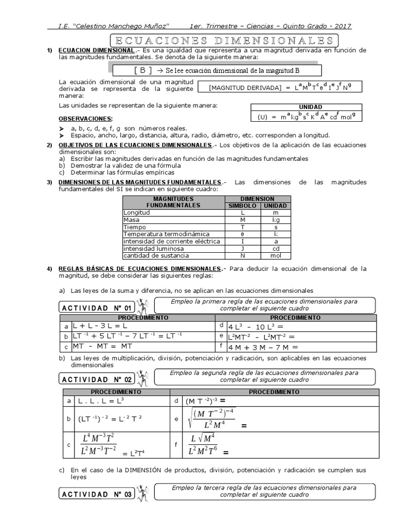 Ecuaciones Dimensionales | PDF | Dimensión | Masa