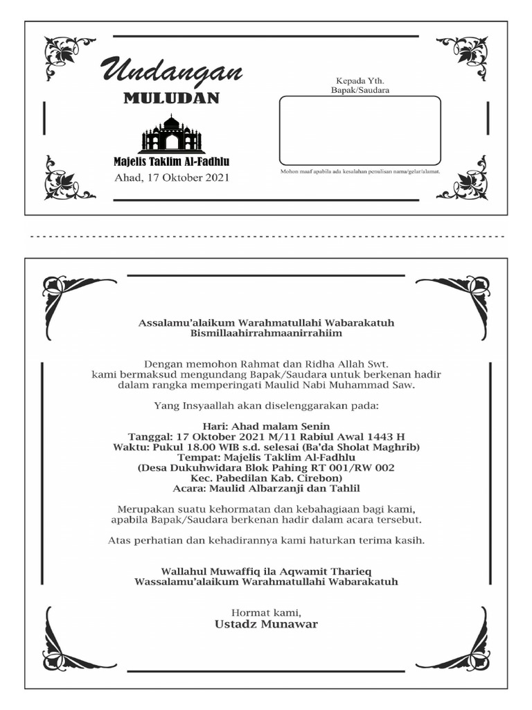 Undangan Maulid Nabi | PDF