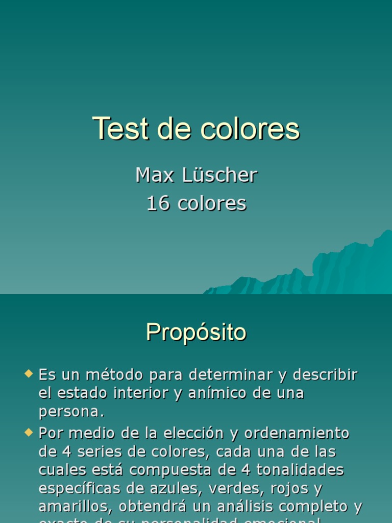 Test de Colores y Personalidad Lüscher | PDF | Color | Ciencia cognitiva