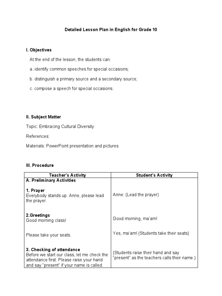 Lesson Plan Grade 10 | PDF | Primary Sources | Teachers